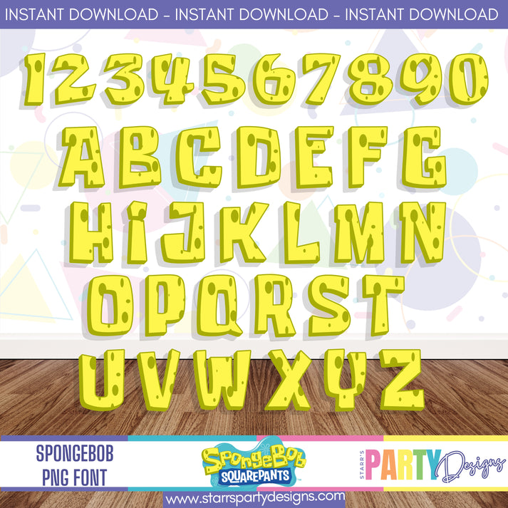 SPONGEBOB PNG FONT – Starr's Party Designs